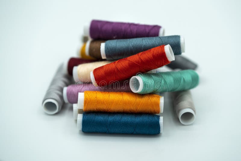Spool of Thread Many of Different Colors Isolated on White Stock Photo ...