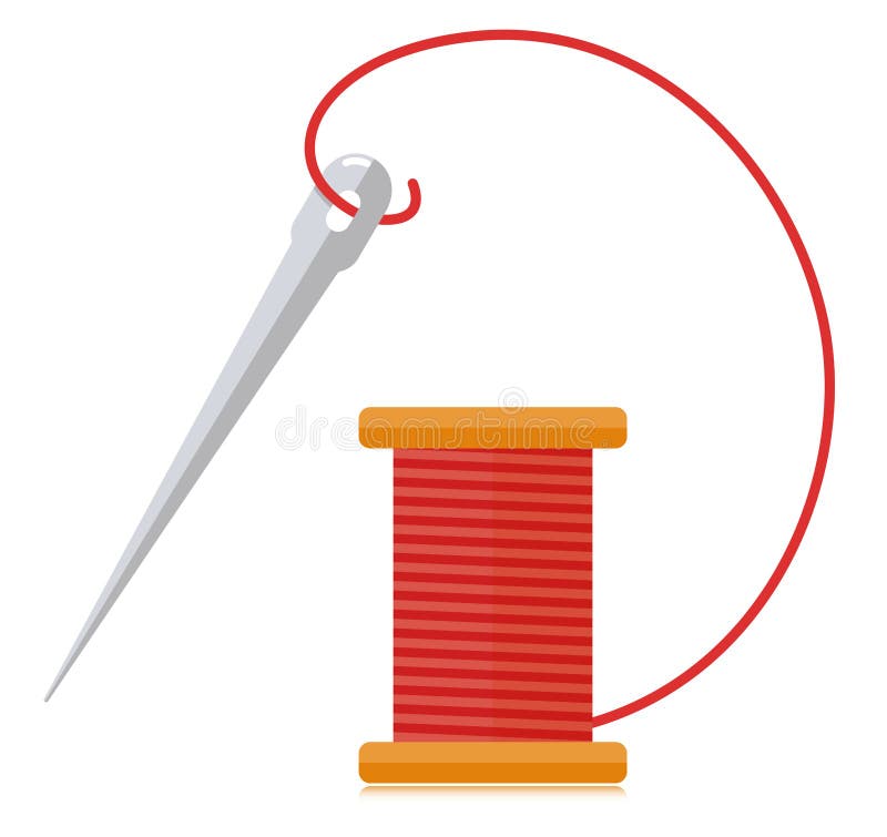 Spool of thread and needle stock vector. Illustration of icon - 216305112