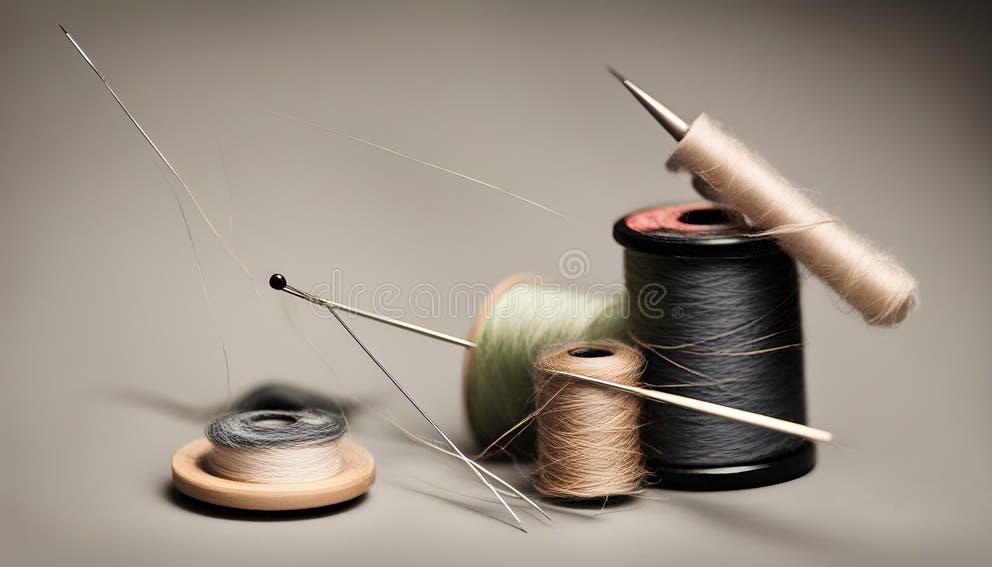 Spool of Thread and Needle stock illustration. Illustration of clothing ...