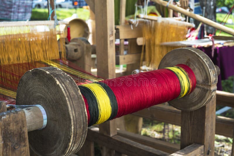 Spool of Thread for the Old Loom Stock Photo - Image of pattern ...