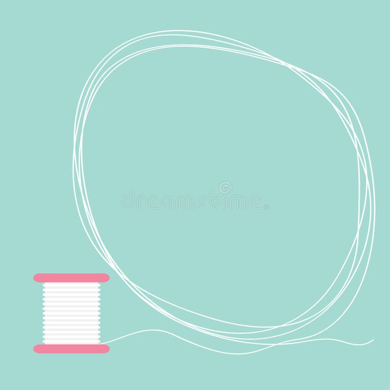 Spool of Thread Round Frame Flat Desigh Love Card Stock Vector ...