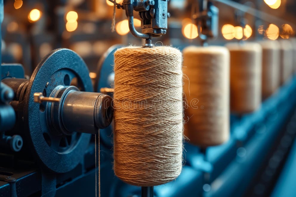 A Spool of Thread on a Spinning Machine in a Factory Stock Photo ...