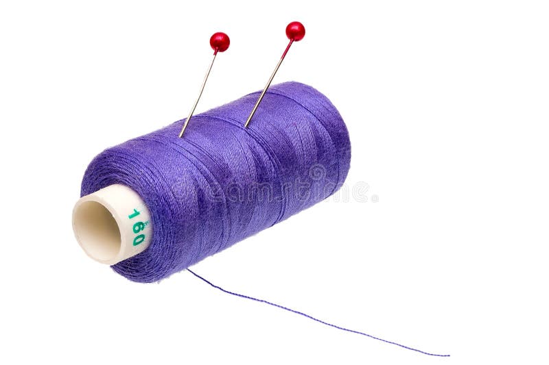 Spool of Thread with Stuck Pins Isolated on White Background Stock ...