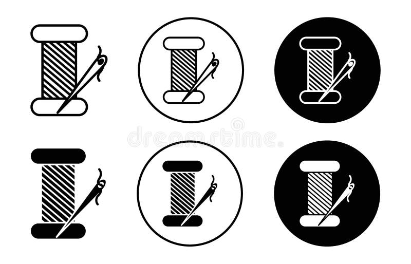 Spool of Thread Symbol Icon Sign Collection in White and Black Stock ...