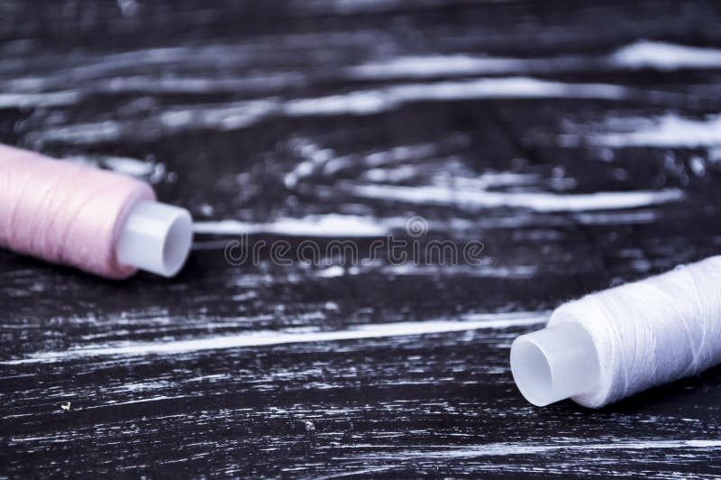 The Spool of Thread on the Table. Thread on a Reel for Craft. Ma Stock ...