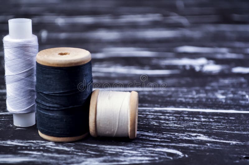 The Spool of Thread on the Table. Thread on a Reel for Craft. Ma Stock ...