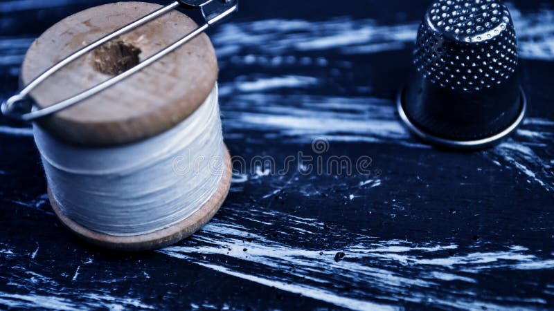 The Spool of Thread on the Table. Thread on a Reel for Craft. Ma Stock ...