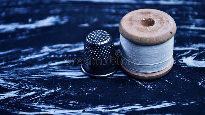 The Spool of Thread on the Table. Thread on a Reel for Craft. Ma Stock ...