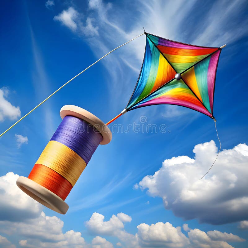 A Spool of Thread Used for Kite Flying, with Vibrant String Stock ...