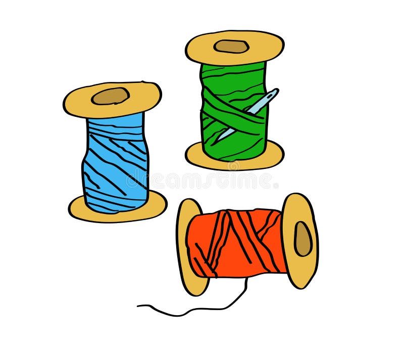 Spool Of Thread With A Needle On A White Background. Stock Vector ...