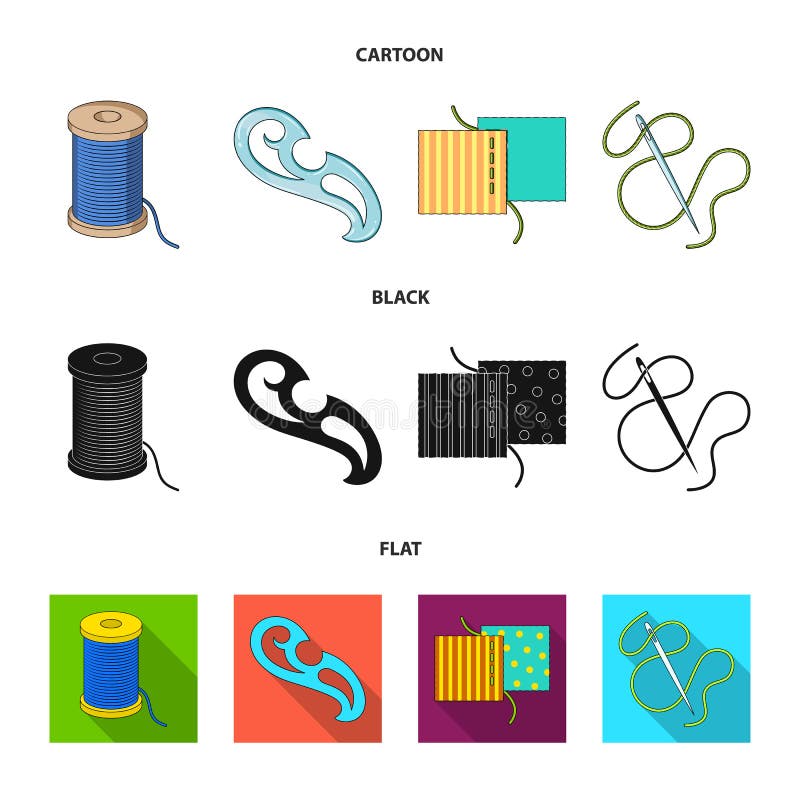 A Spool with Threads, a Needle, a Curl, a Seam on the Fabric.Sewing or ...