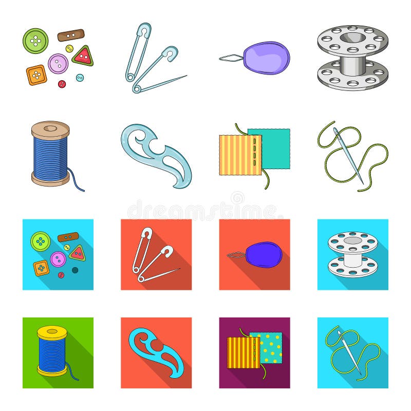 A Spool with Threads, a Needle, a Curl, a Seam on the Fabric.Sewing or ...