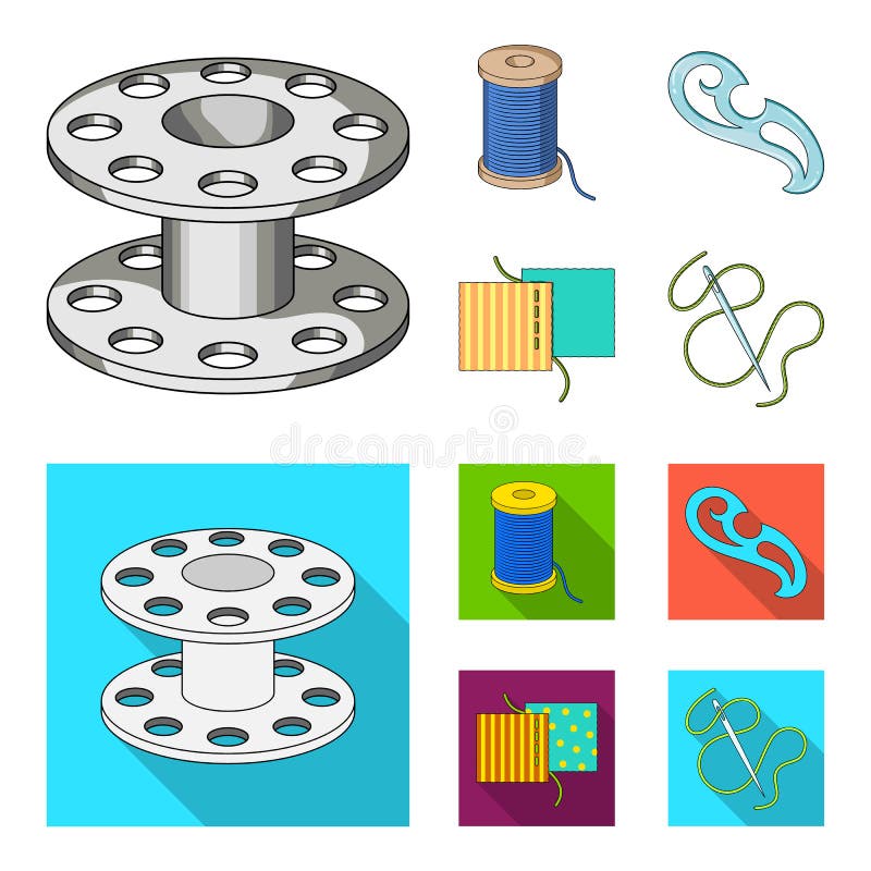 Spool with Threads and Needle Stock Vector - Illustration of craft ...