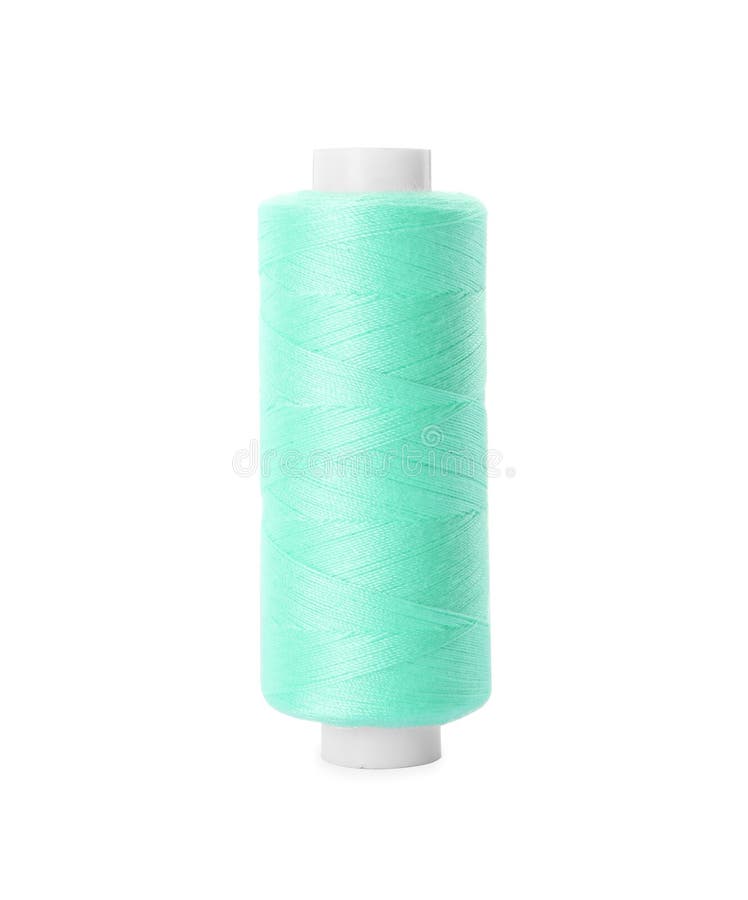 Spool of Turquoise Sewing Thread Isolated on White Stock Photo - Image ...
