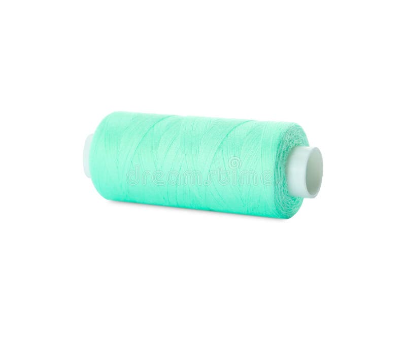 Spool of Turquoise Sewing Thread Isolated on White Stock Photo - Image ...