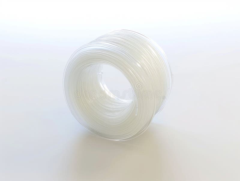Spool of White Plastic Filament on Grey Background. Generative Ai Stock ...