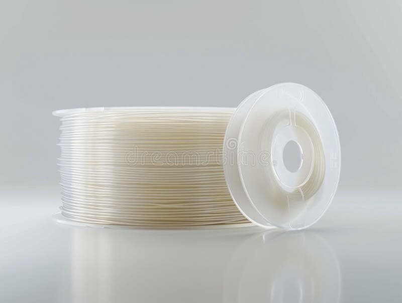 Spool of White Plastic Filament on Grey Background. Generative Ai Stock ...