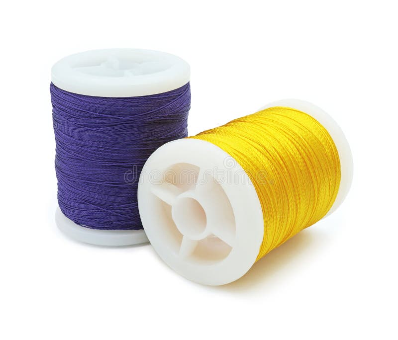 Spool of Yellow Sewing Thread Isolated on White Stock Photo - Image of ...