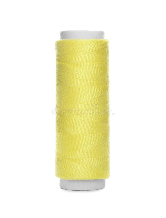Spool of Yellow Sewing Thread Isolated on White Stock Image - Image of ...