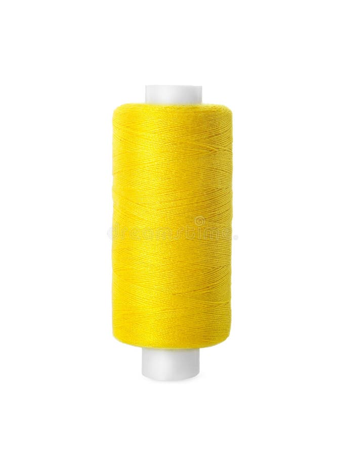Spool of Yellow Sewing Thread Isolated on White Stock Image - Image of ...