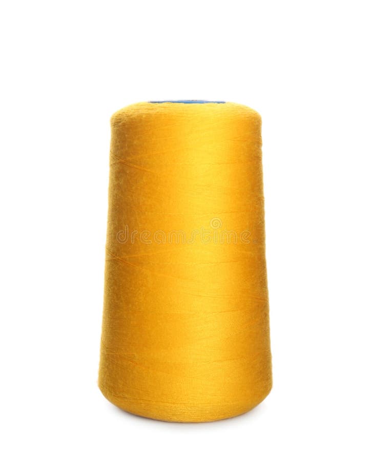 Spool of Yellow Sewing Thread Isolated Stock Image - Image of ...