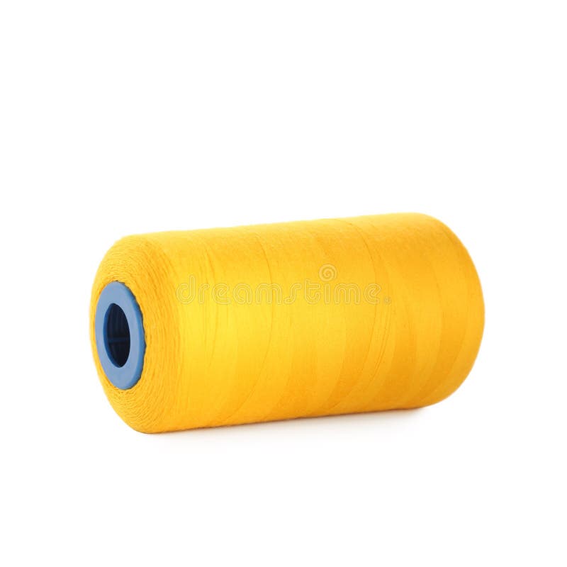 Spool of Yellow Sewing Thread Isolated on White Stock Photo - Image of ...