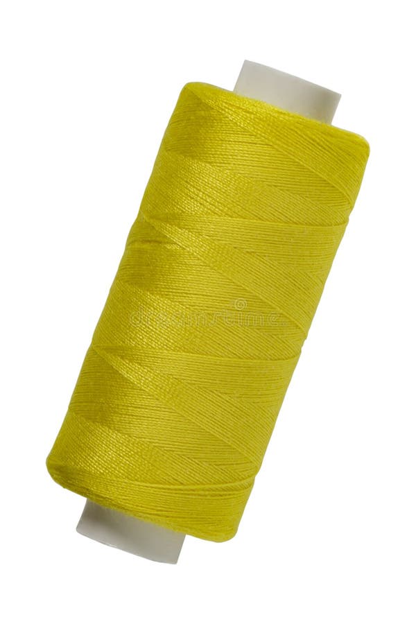 Spool of Yellow Thread for Sewing Isolated on White Stock Image - Image ...
