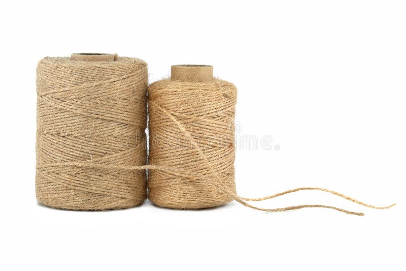 Spools of Burlap Threads or Jute Twine on White Stock Image - Image of ...