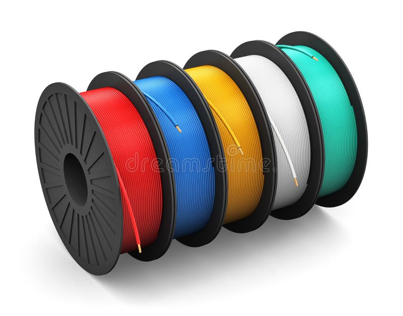 Spools with Color Electric Power Cables Stock Illustration ...