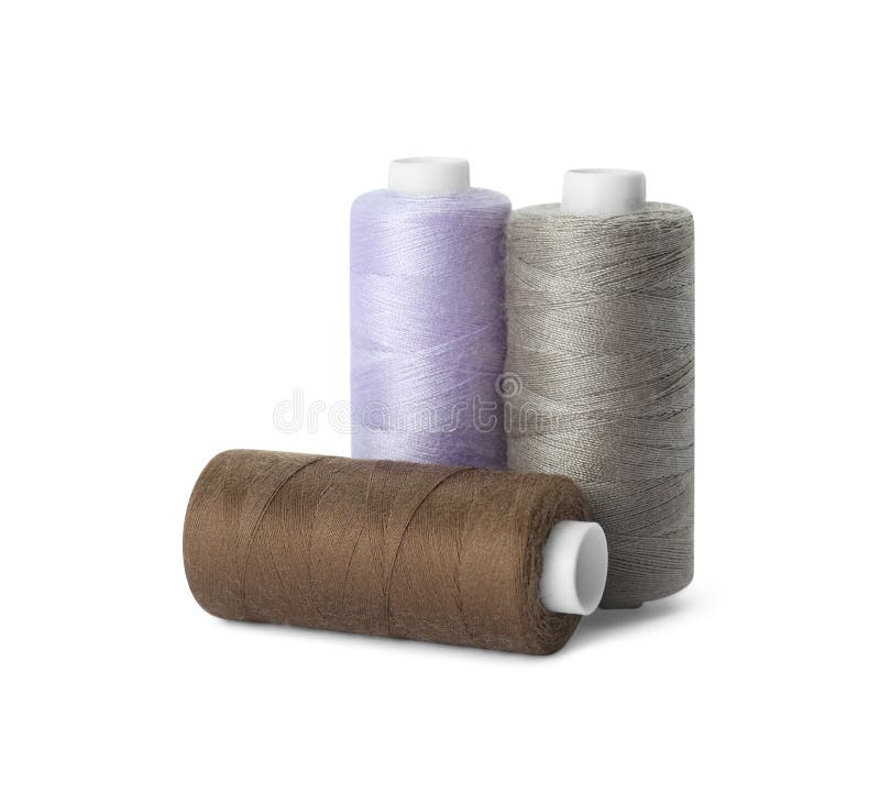 Spools of Different Sewing Threads Isolated on White Stock Image ...