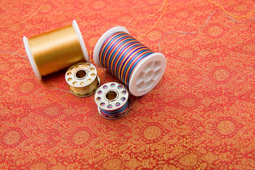 Spools on fabric stock photo. Image of backround, close - 978268