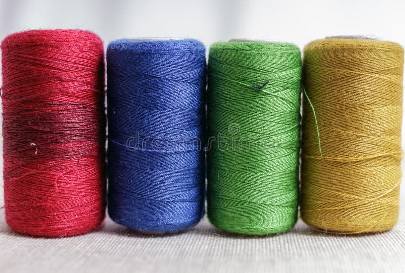 Spools of sewing thread stock photo. Image of fiber - 218863436