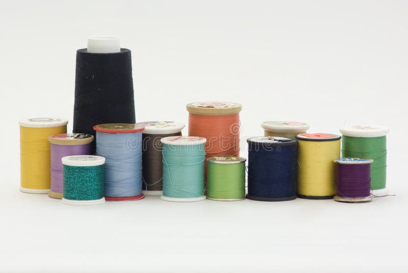 Spools of sewing threads stock image. Image of fiber - 10782437