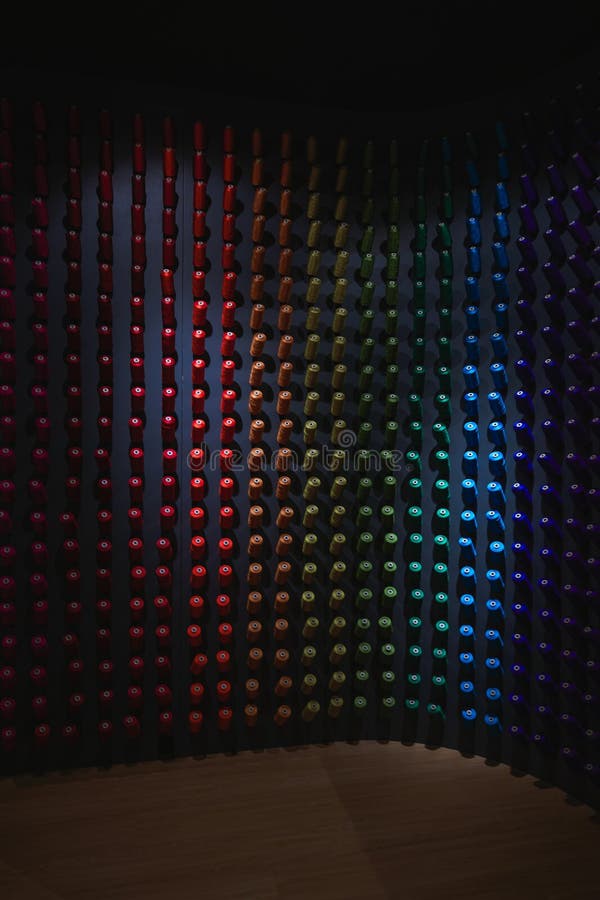Spools of Silk Thread in Gradient Colors As a Display in the Exhibition ...