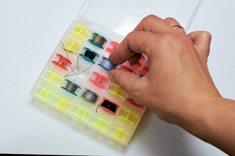 Spools of Thread in a Box. Garbage Craft. Stock Photo - Image of craft ...