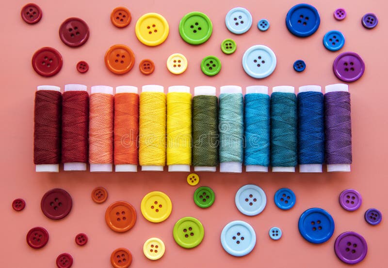 Rainbow of spools stock photo. Image of beautiful, creativeness - 84286632