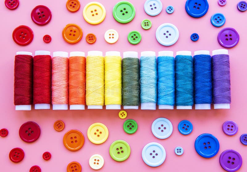 Rainbow of spools stock photo. Image of beautiful, creativeness - 84286632