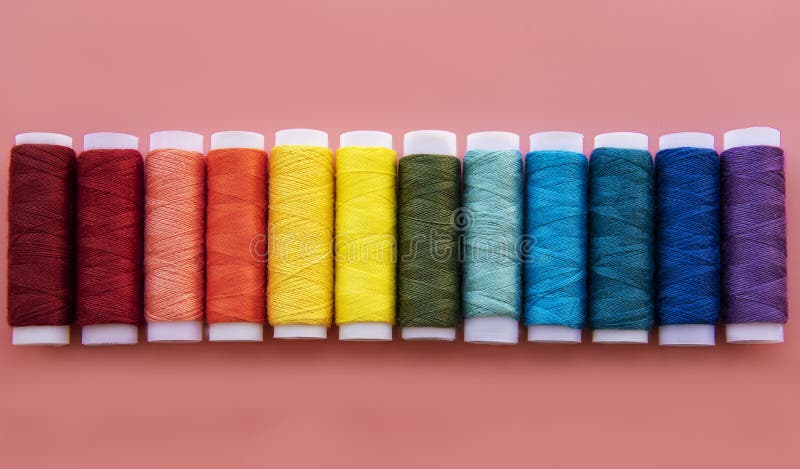 Rainbow of spools stock photo. Image of beautiful, creativeness - 84286632