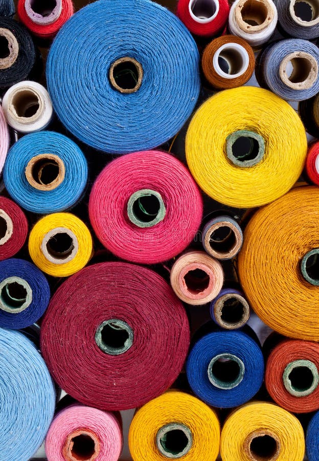 Spools of Thread of Different Size, Texture and Colour Stock Image ...