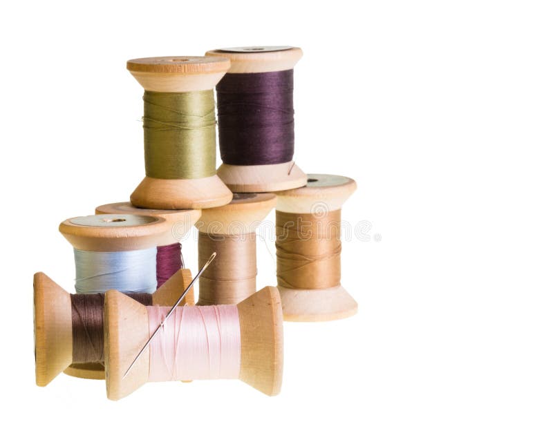 Spools of Thread Isolated on White Stock Image - Image of needlework ...