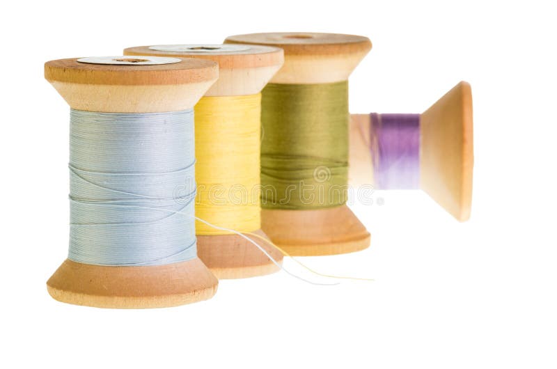 Spools of Thread Isolated on White Stock Photo - Image of skein, fiber ...