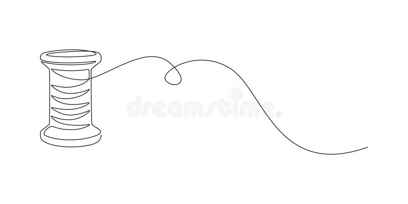 Spools of Thread in One Continuous Line Drawing. Spool Symbol for ...