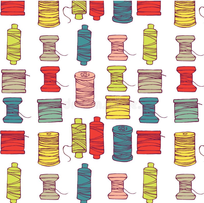 Spools of Thread Pattern stock illustration. Illustration of yard ...