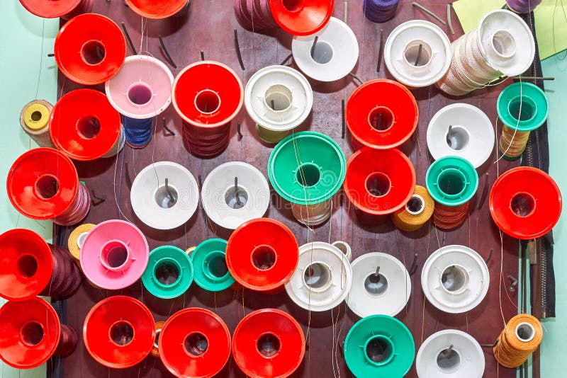Spools of Thread in a Sewing Workshop Stock Photo - Image of embroidery ...
