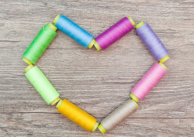 Spools of Thread in the Shape of Heart Stock Image - Image of bright ...
