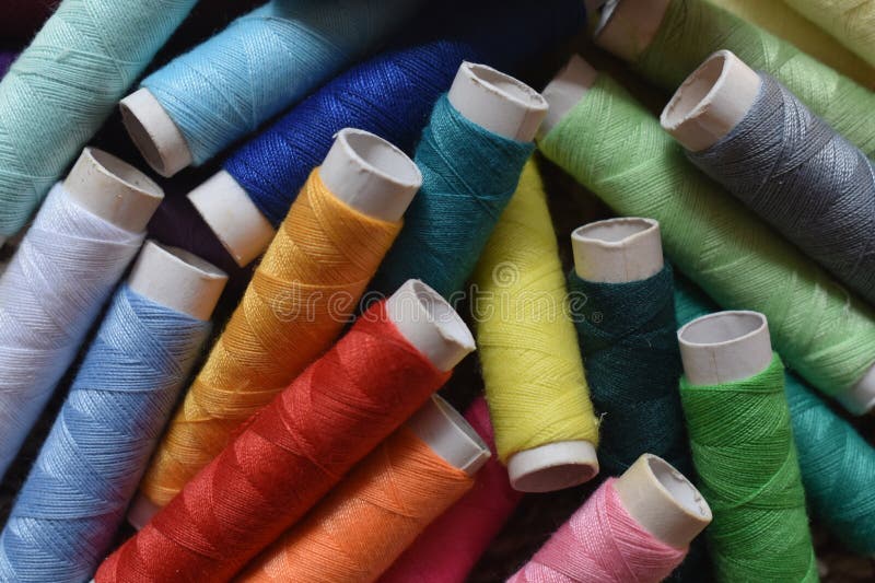 Spools of Thread in a Variety of Colors. Stock Photo - Image of object ...