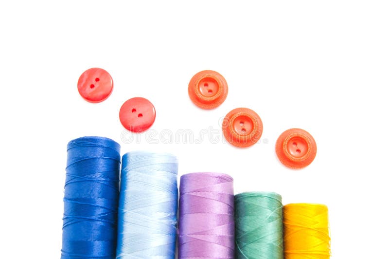 Spools of Threads and Buttons Stock Image - Image of clothing ...