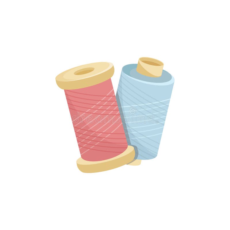 Spools of Threads Flat Color Vector Objects Isolated. Material Used at ...