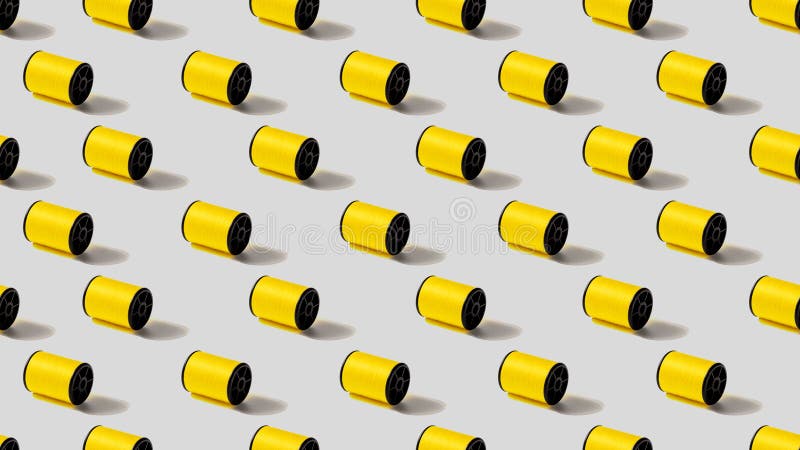 Spools of Yellow Thread on Light Grey Background, Abstract Seamless ...