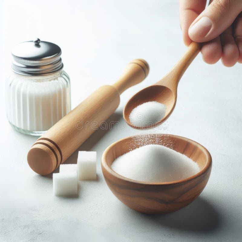 Spoon Adding Sugar on White Background, Clean and Simple Stock ...